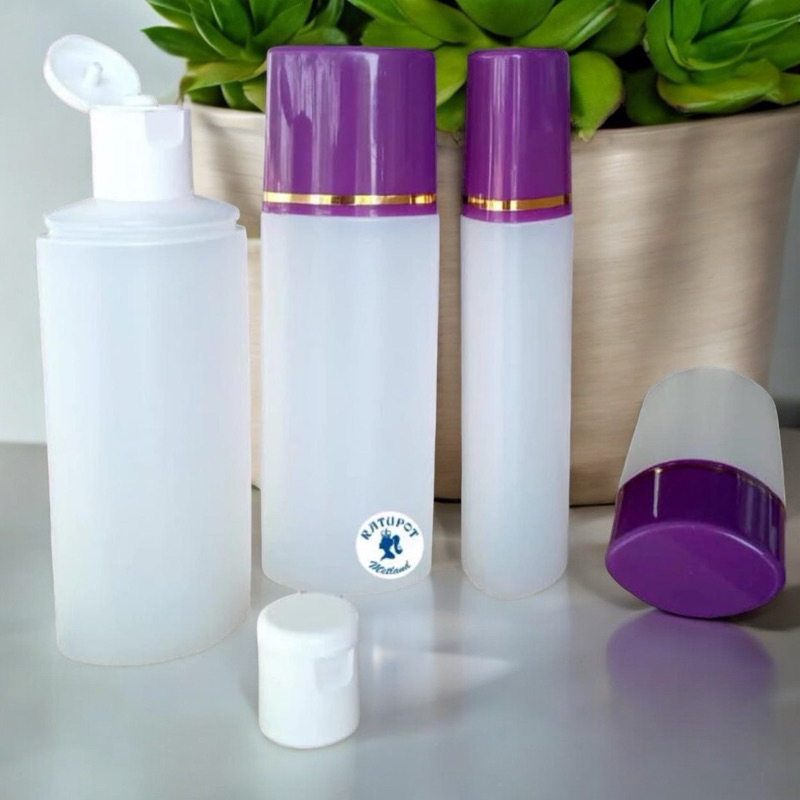 Jual botol putri ORI 100 ml plastik NATURAL frosted tutup ungu LG ...