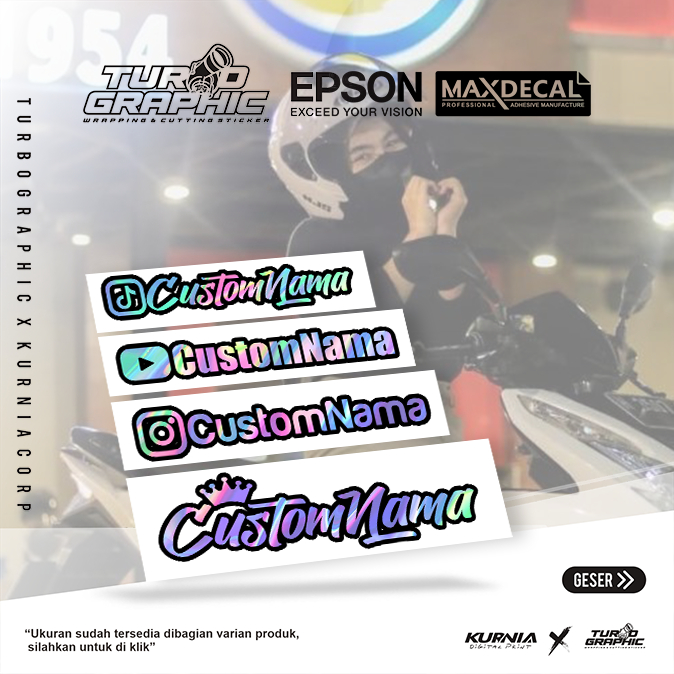 Jual Sticker Custom Nama Hologram 2 Lapis ( Nama Tulis Di Catatan ...