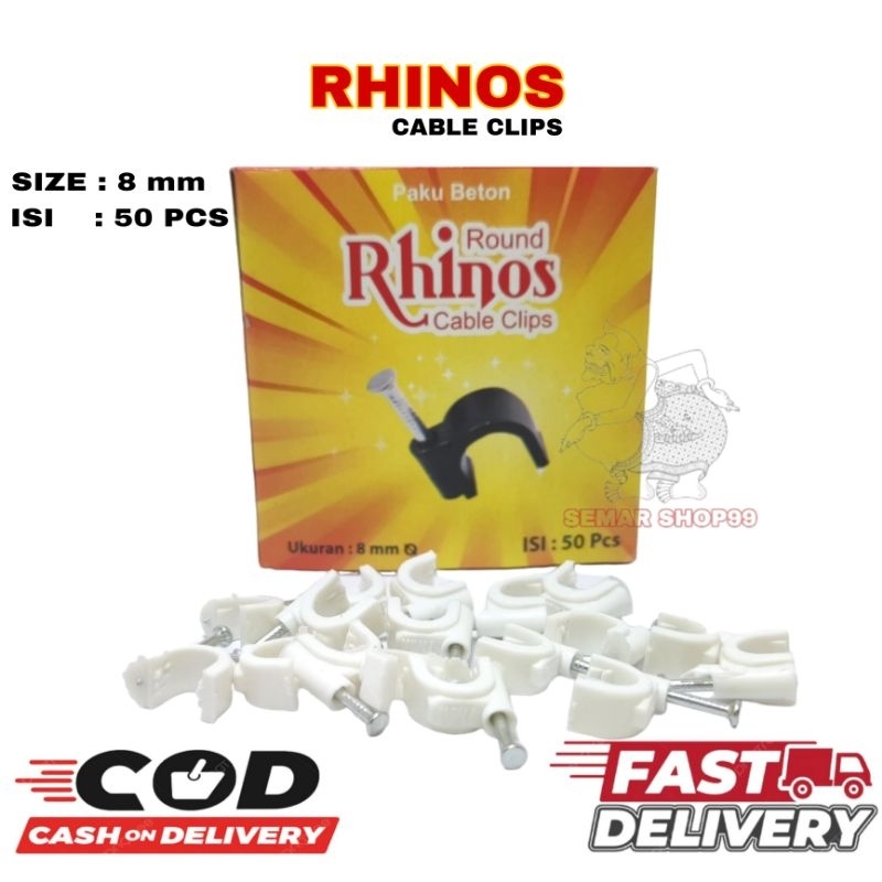 Jual klem Kabel listrik paku beton 8mm 1kotak isi 50pcs /cable Clips 8mm/keleman kabel listrik ...