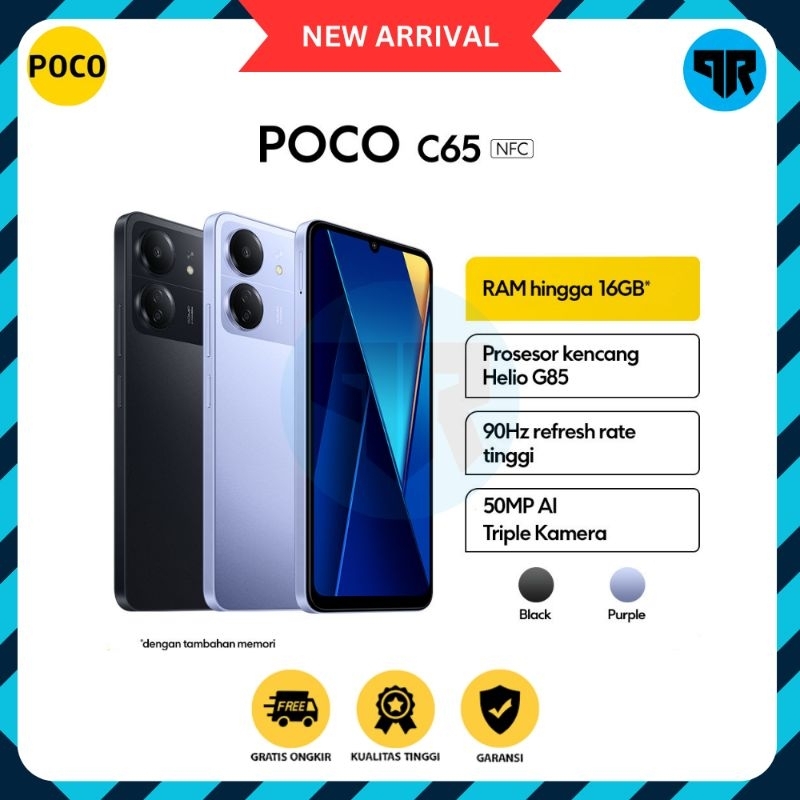 Jual POCO C65 NFC 6/128GB 8/256GB | Helio G85 90Hz 50MP AI Garansi Resmi | Shopee Indonesia
