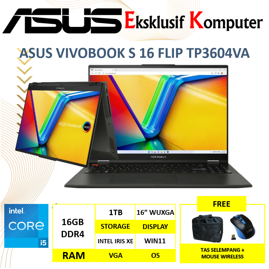 Jual Asus Vivobook S16 Flip OLED TP3604VA Intel i5 13500H 16GB 1TB SSD ...