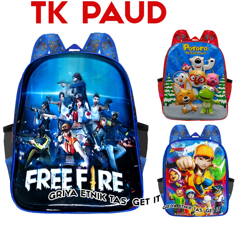 Jual Tas Boboiboy Anak TK PAUD GRATIS BOTOL Free Firee Pororo Tas ...
