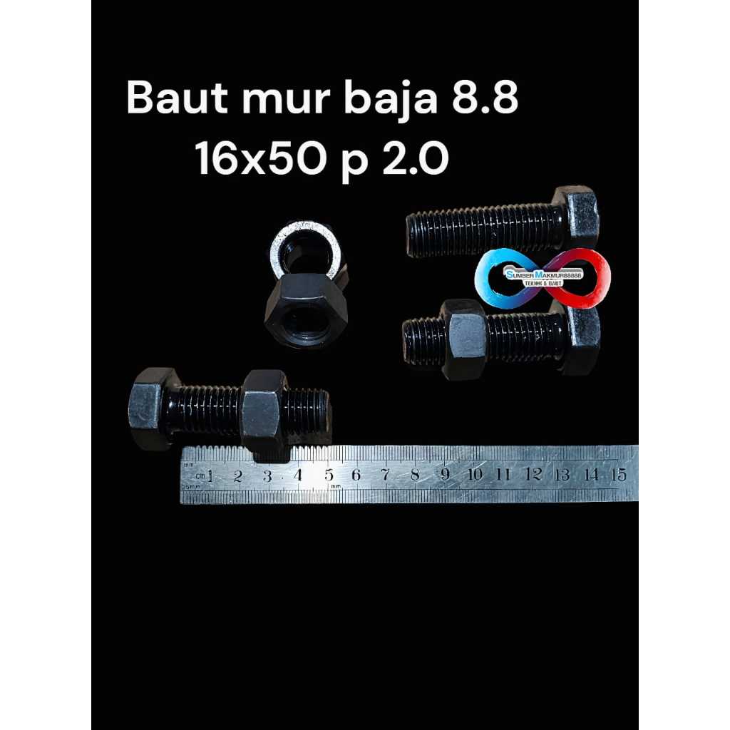 Jual Baut Mur Baja htb (grade 8.8) 16x50 mm p.2.00 untuk baja ...