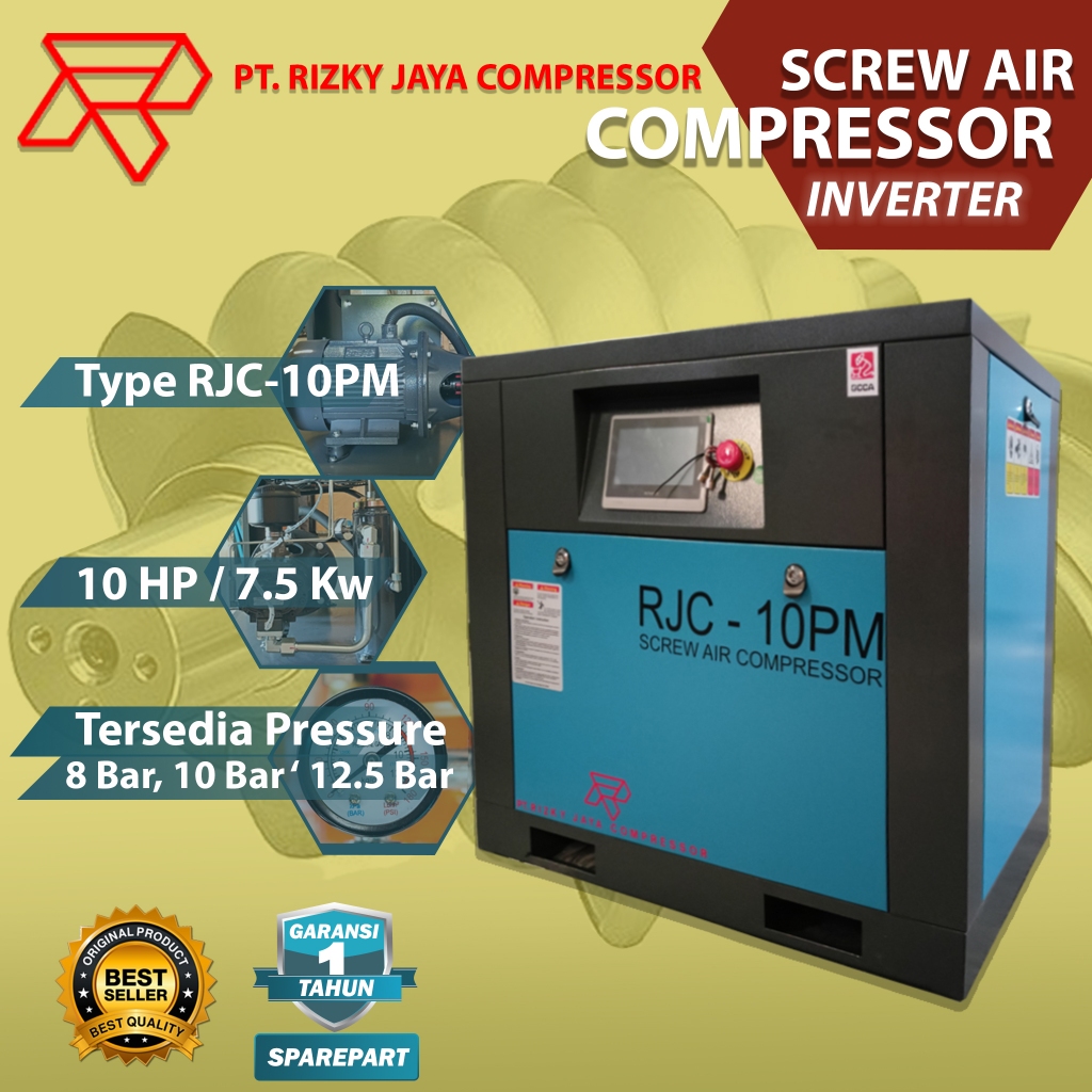 Jual kompresor angin 10 hp Inverter RJC Kompresor Udara Screw 7.5 kw ...