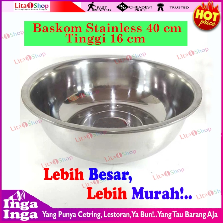 Jual baskom besar stainless 40 cm/baskom staonless steel besar | Shopee ...
