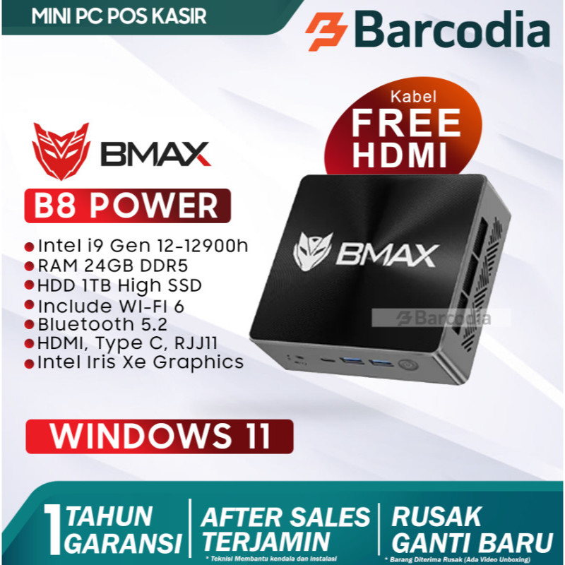 Jual BARCODIA Mini Pc BMAX B9 Power Intel Core i9 24GB DDR5 1TB Windows ...