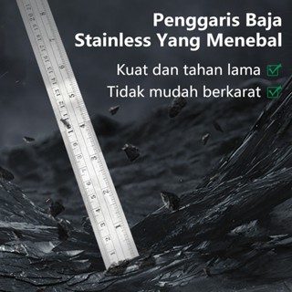 Jual ISKU Penggaris Besi 15/30/50/60/100cm Stainless Steel Ruler penggaris multifungsi Mistar ...
