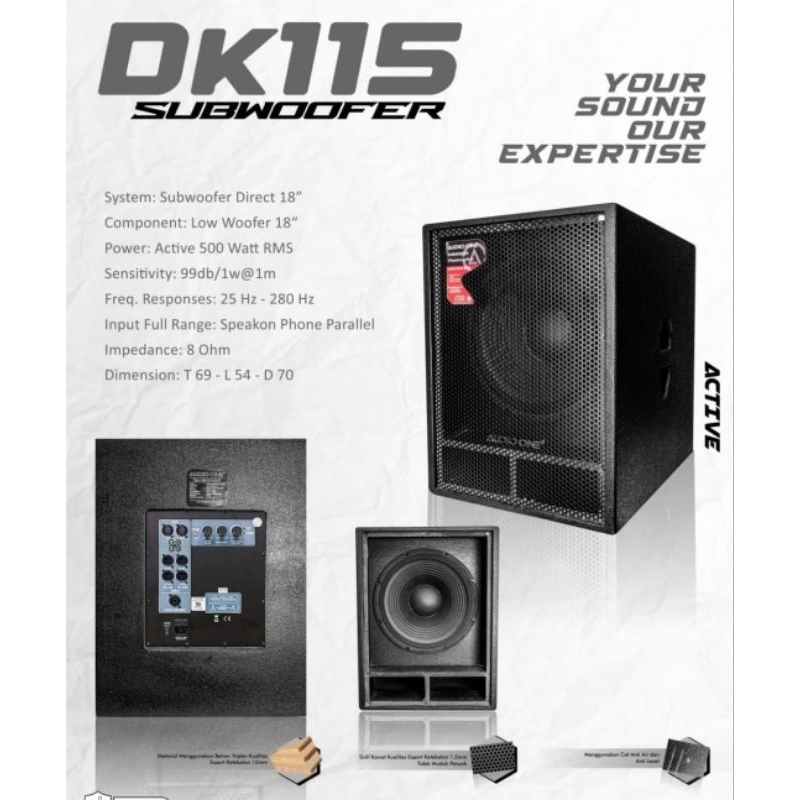Jual Subwoofer Active Audio One Dk115 ukuran 15 inch plus output satelite | Shopee Indonesia