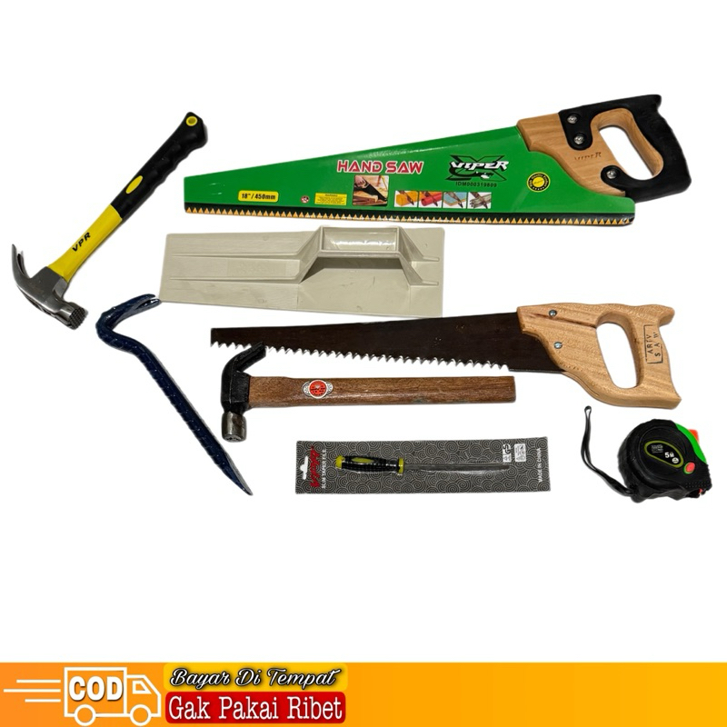 Jual Paket Peralatan Tukang - Gergaji kayu baja asli siap pakai- palu ...