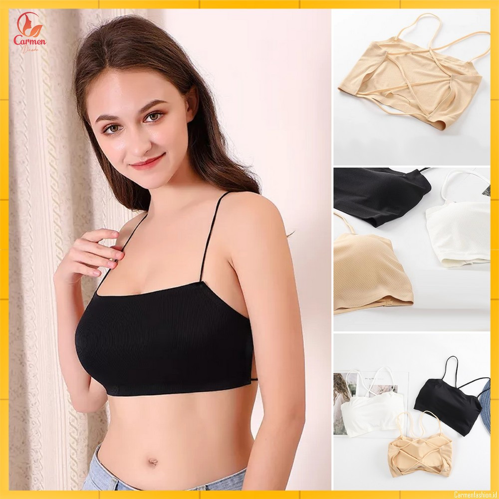 Jual Bra Crop Seamless Tali Silang Fashion BH Wanita Tanpa Kawat / Sling Tube top Sexy Bralatte ...