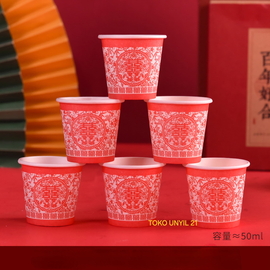 Jual Gelas Teapai Kertas, Gelas Sangjit Wedding Shuang Xi | Shopee ...