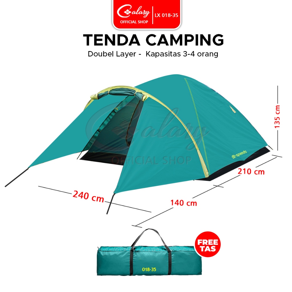 Jual SPEEDS Tenda Camping Gunung Lipat Manual Untuk 3-4 Orang Dome ...