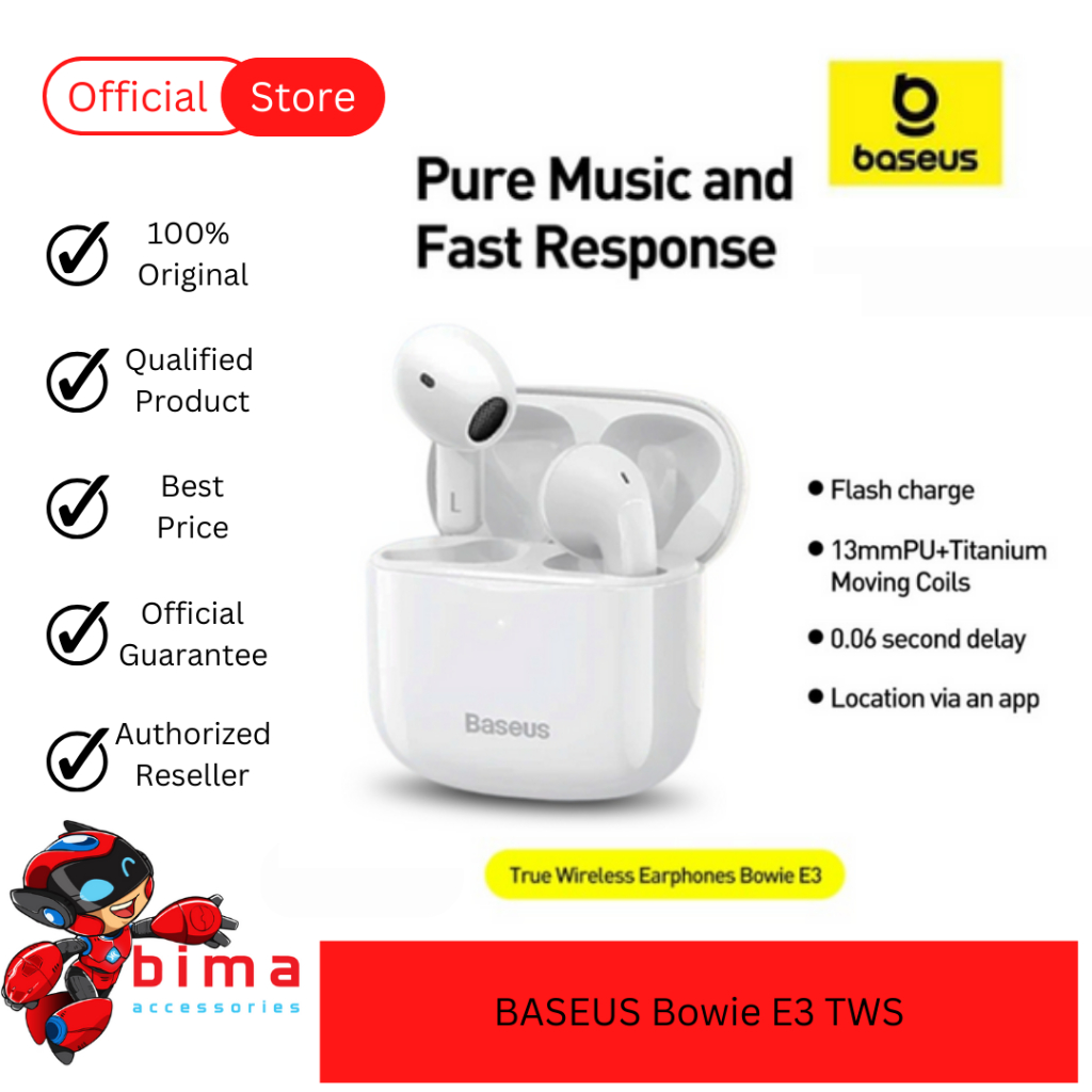Jual Baseus Bowie E3 TWS True Wireless Bluetooth Earphone Earbuds ...