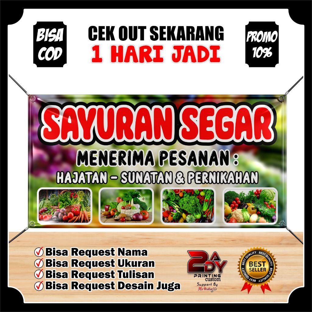 Jual Spanduk Banner Backdrop Jual Sayur Segar Ukuran 2 X 1 | Shopee ...