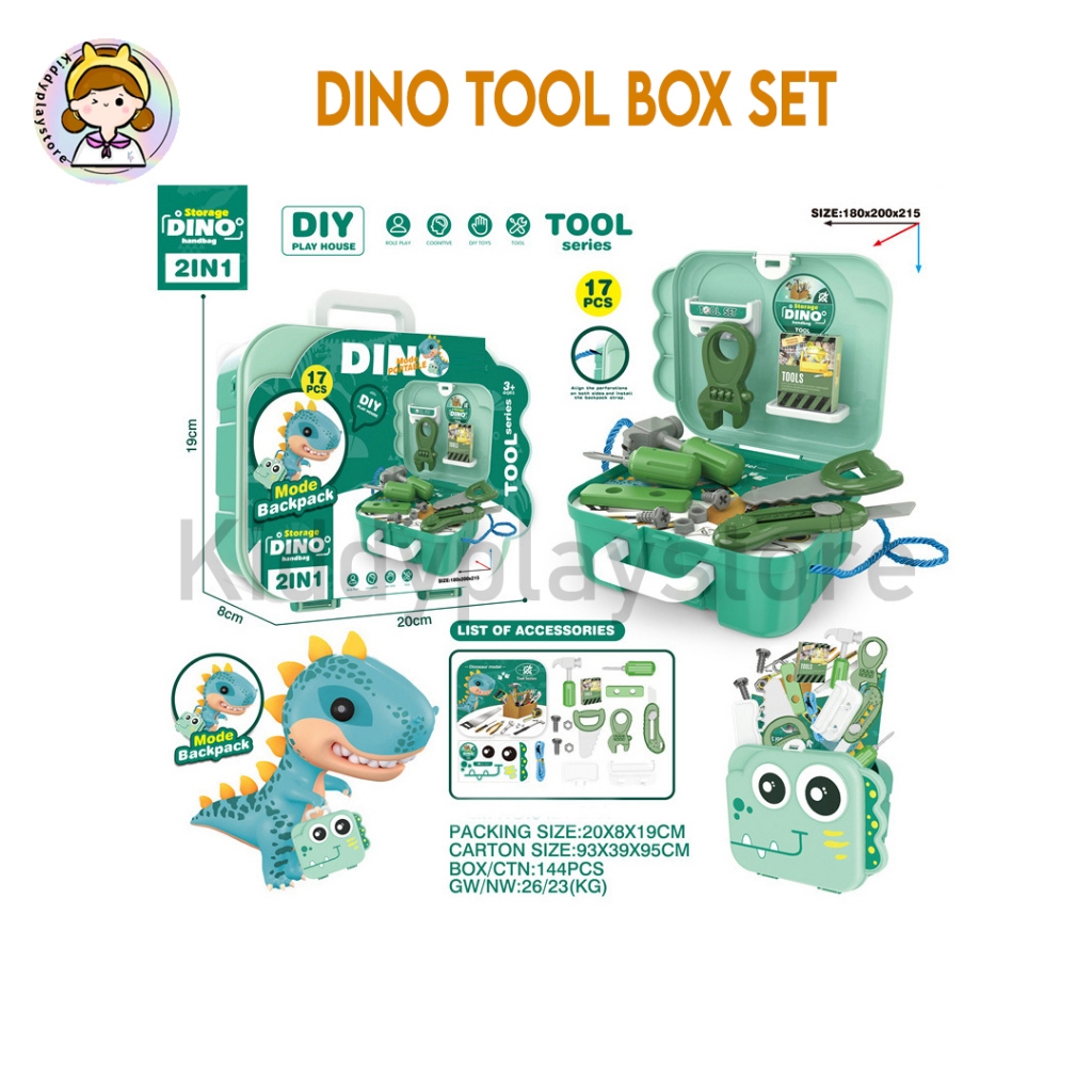 Jual ToolBox Dino Tools set toys mainan alat perkakas obeng Tool Box ...
