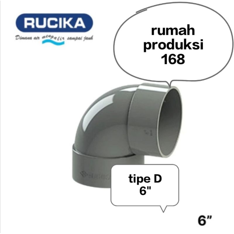 Jual elbow knee 6" inchi rucika tipe D 90 derajat fitting sambungan pipa pvc | Shopee Indonesia