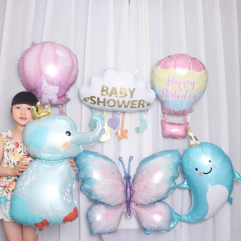 Jual Balon Foil Baby Shower Hot Air Balloon Balon Udara Gajah Narwal ...