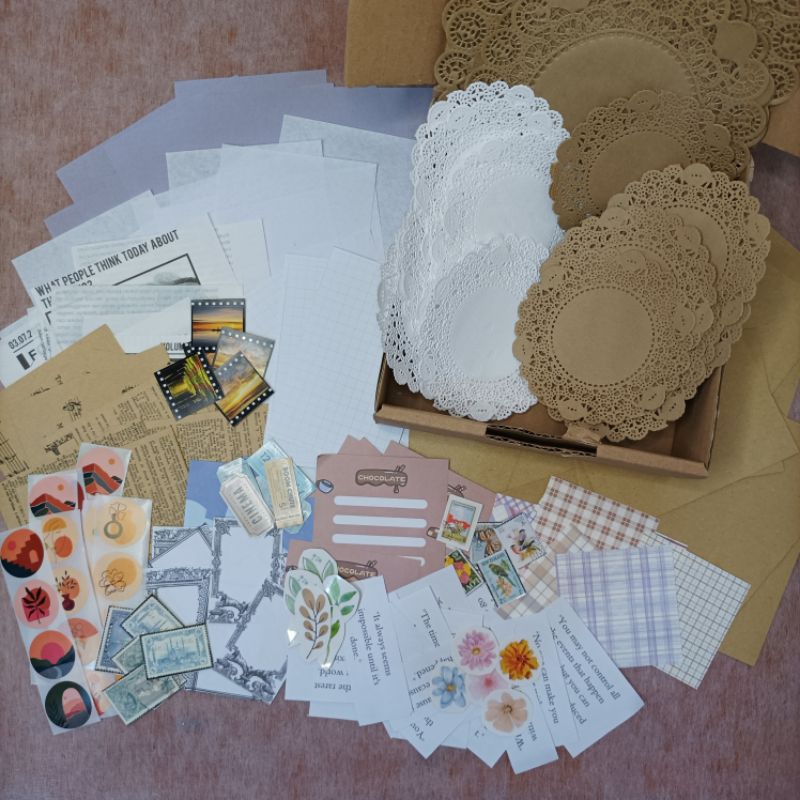Jual PREMIUM JOURNAL KIT SET PAPER Journaling Vintage Aesthetic 215 pcs ...