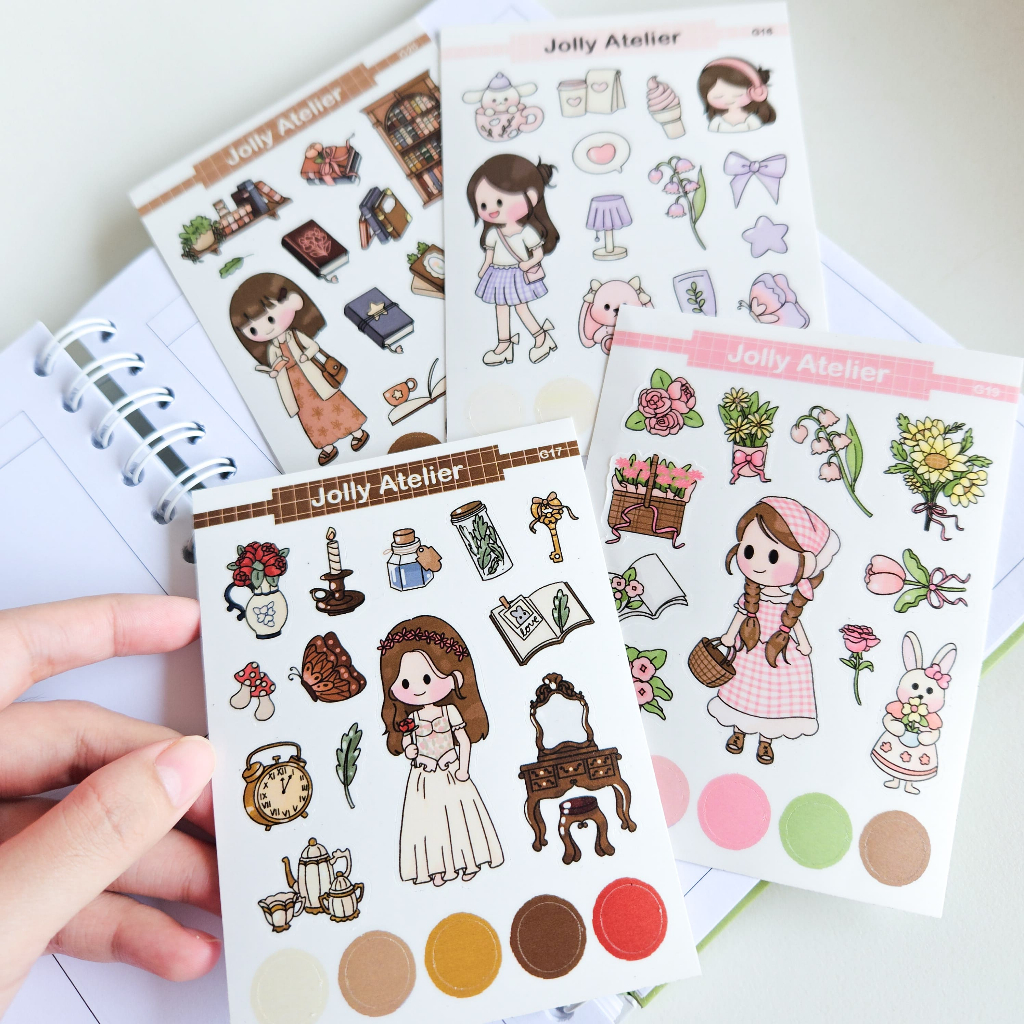 Jual Cute Girl Deco Waterproof Sticker sheet A6 | Planner Sticker ...