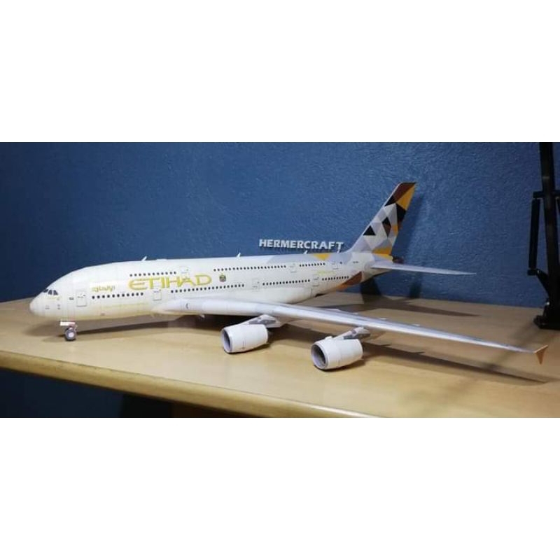 Jual Lembaran pola papercraft pesawat Etihad Airbus A380-800 (2OP-Aa6 ...