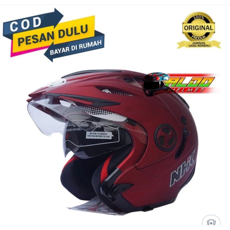 Jual HELM NHK PREDATOR CRYPTON SOLID BLACK DOFF | Helm NHK DOUBLE VISOR | Termurah | HALF FACE ...