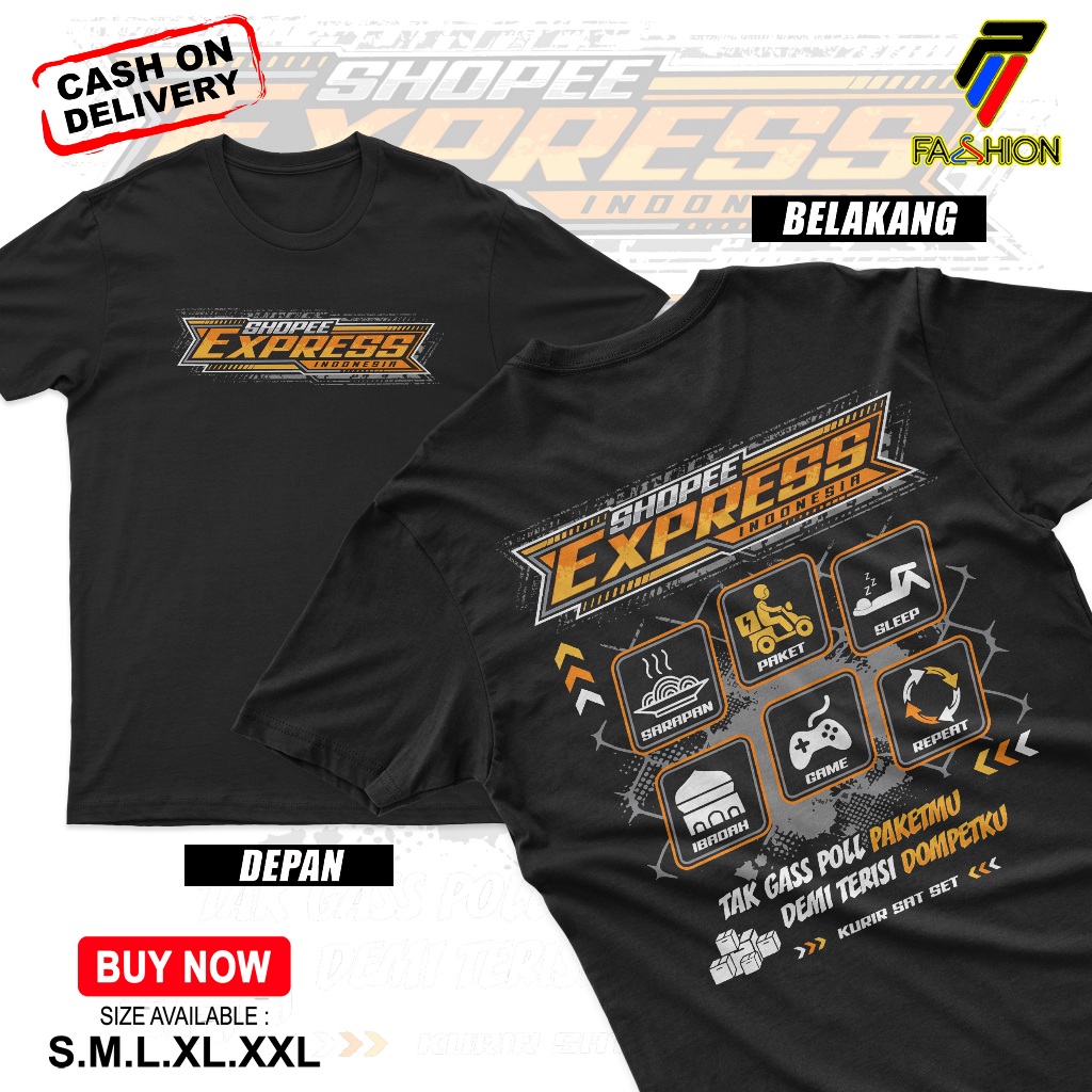 Jual Kaos Shoppee Express Kurir Sat Set - Baju Kurir Paket Ekspedisi ...