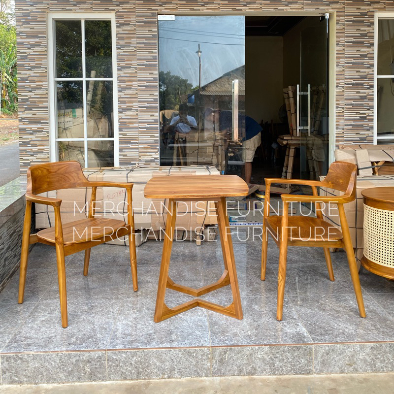 Jual PRMO !!! Satu Set Meja Cafe Kotak Kayu Jati Jepara - Kursi Makan Resto Hiroshima Minimalis ...