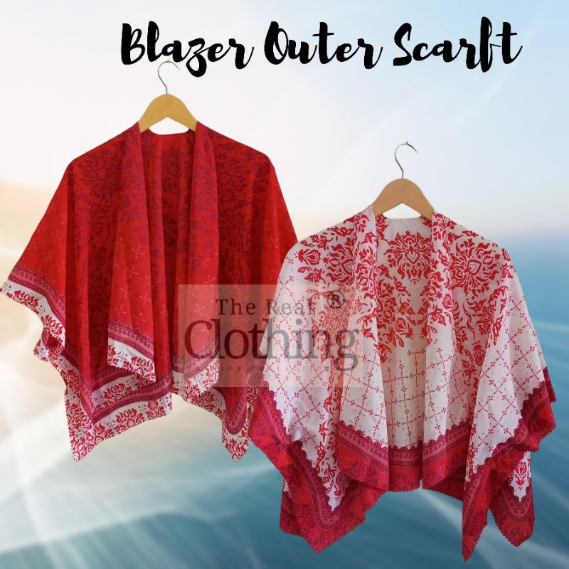 Jual (OOTD) Promo Batwing Outer Scarf Cardigan Motif Merah Putih ...