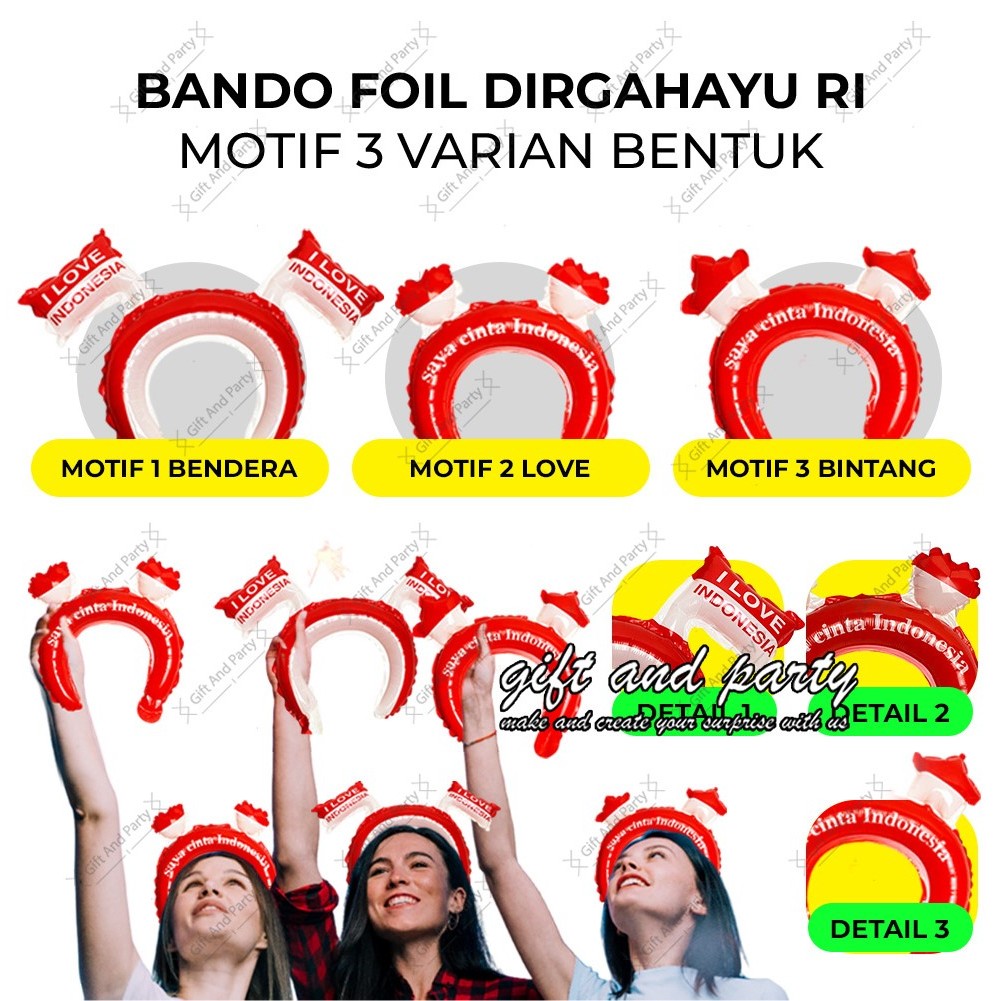 Jual Balon bando i love indonesia / balon bando merah putih / balon ...