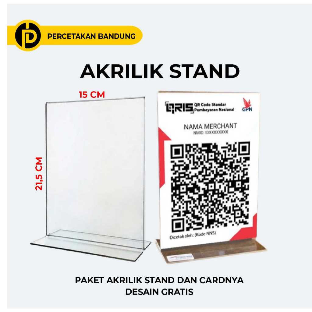 Jual Paket Cetak Qris dan Stand Akrilik berdiri | Shopee Indonesia
