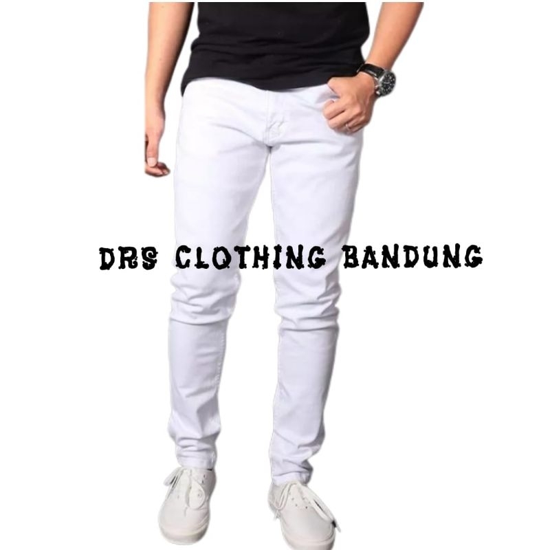 Jual DRS Celana jeans putih pria slimfit stretch ukuran 28-48 celana ...