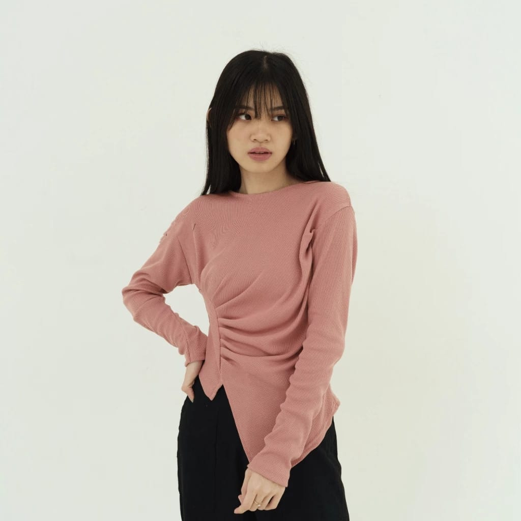 Jual Zia Knit Top - Atasan Knit Wanita - Crop Top Kerut - Korean Top - Baju Knit Wanita Lengan ...