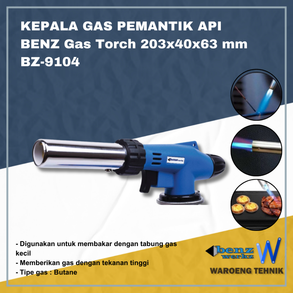 Jual Kepala Gas Pemantik Api BZ9104 BENZ Gas Torch 203x40x63mm BZ-9104 ...