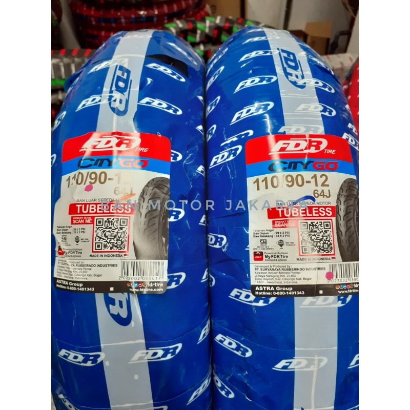 Jual Ban Belakang Scoopy Donat Tubeless 110/90-12 FDR Citygo Ban Luar Matic Ring 12 Scoopy ...