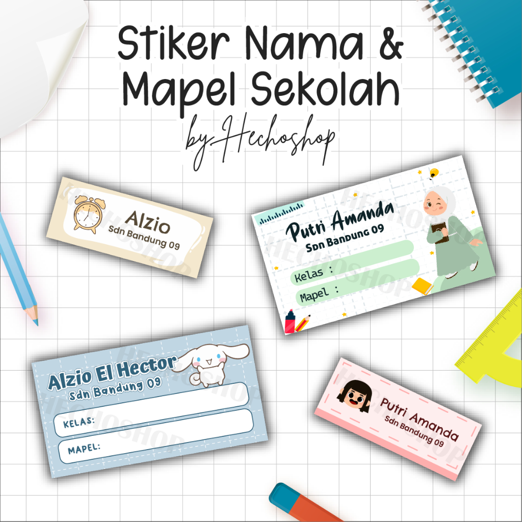Jual Stiker Nama Anak/Stiker Buku/Stiker Mata Pelajaran/Stiker Anak ...