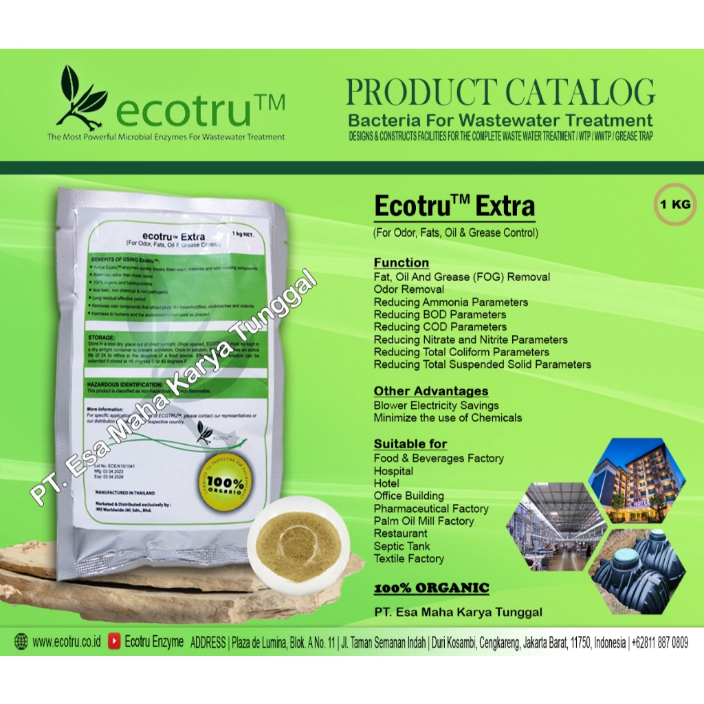 Jual Bakteri ECOTRU EXTRA 1 Kg - Pengurai Minyak, Lemak, Grease Trap ...