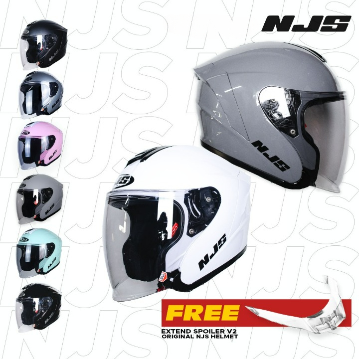 Jual HELM NJS KAIROZ SOLID POLOS SINGLE VISOR HALFFACE NJS KAIROS ...