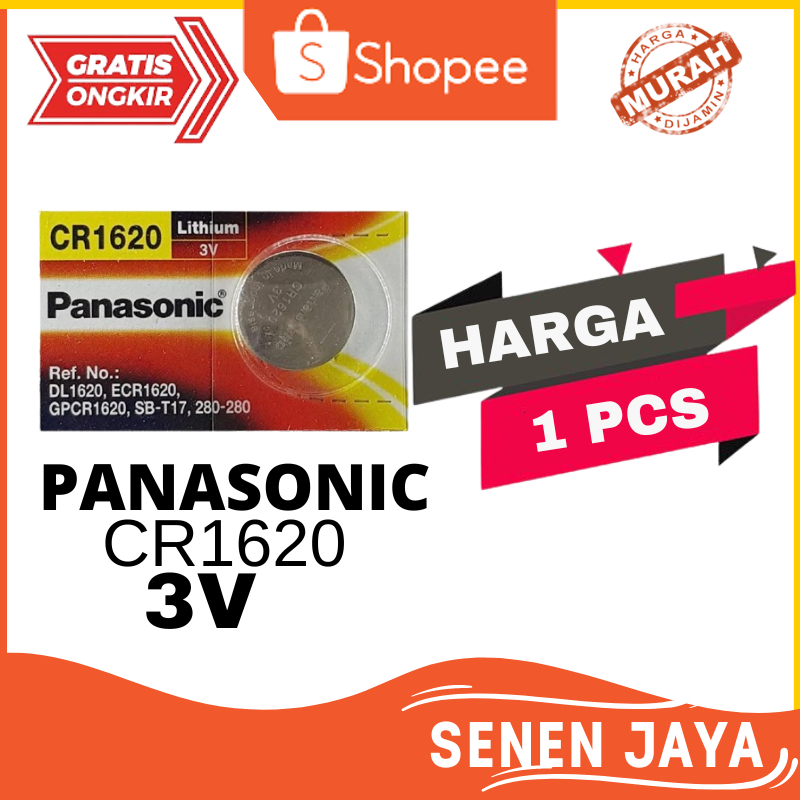 Jual BATERAI CR1620 Panasonic 1 PCS Battery BATRE BATRAI Batrei 3 Volt ...