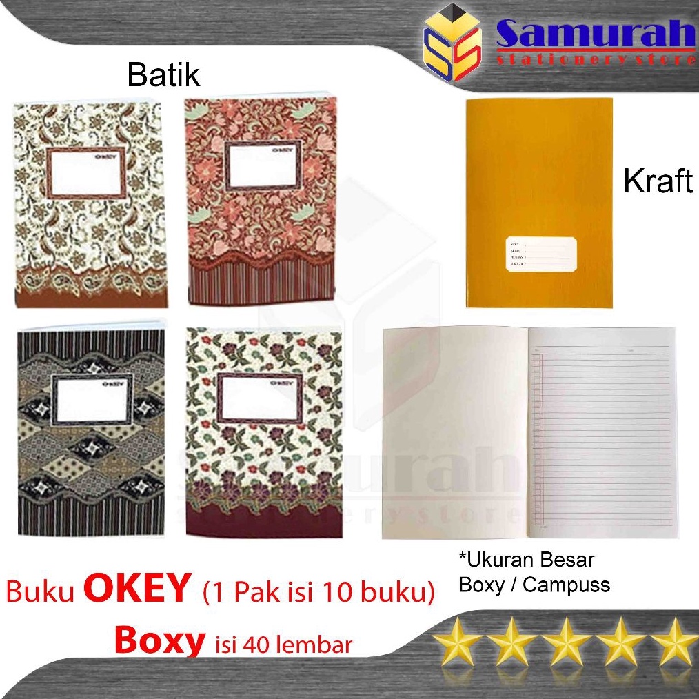 Jual Buku Tulis BOXY OKEY isi 4 Lembar Motif Kraft Batik Produk KIKY ...