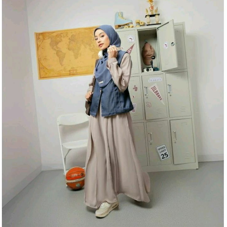 Jual ASNA DRESS JILBRAVE | 3 IN 1 Look Gamis Set Vest Jeans | Gamis ...
