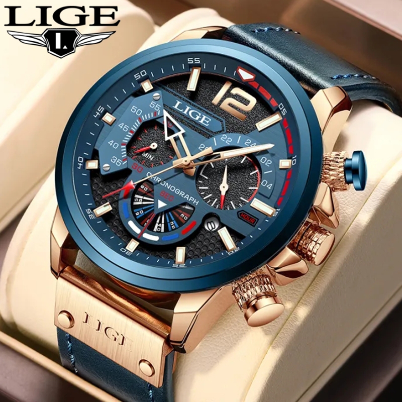 Jual LIGE Jam Tangan Pria Asli Tahan Air Olahraga Bercahaya Chronograph ...