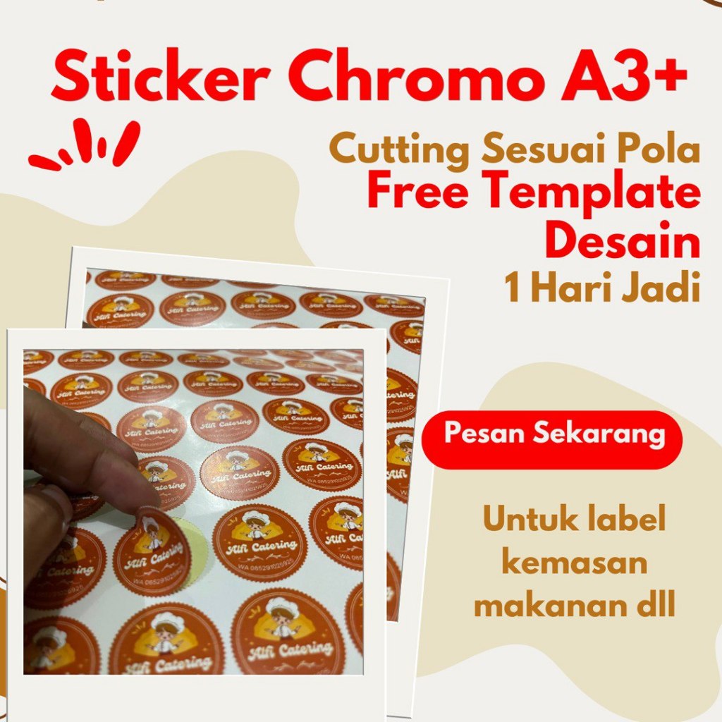 Jual Cetak Sticker Custom Label Kemasan A3+ untuk Toko Olshop Makanan ...