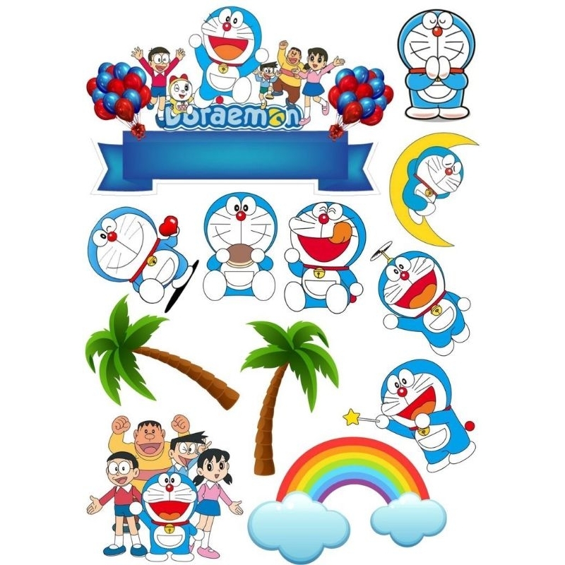 Jual Topper Kue//Hiasan Roti Ulang Taun//Topper Doraemon//Topper Hello ...