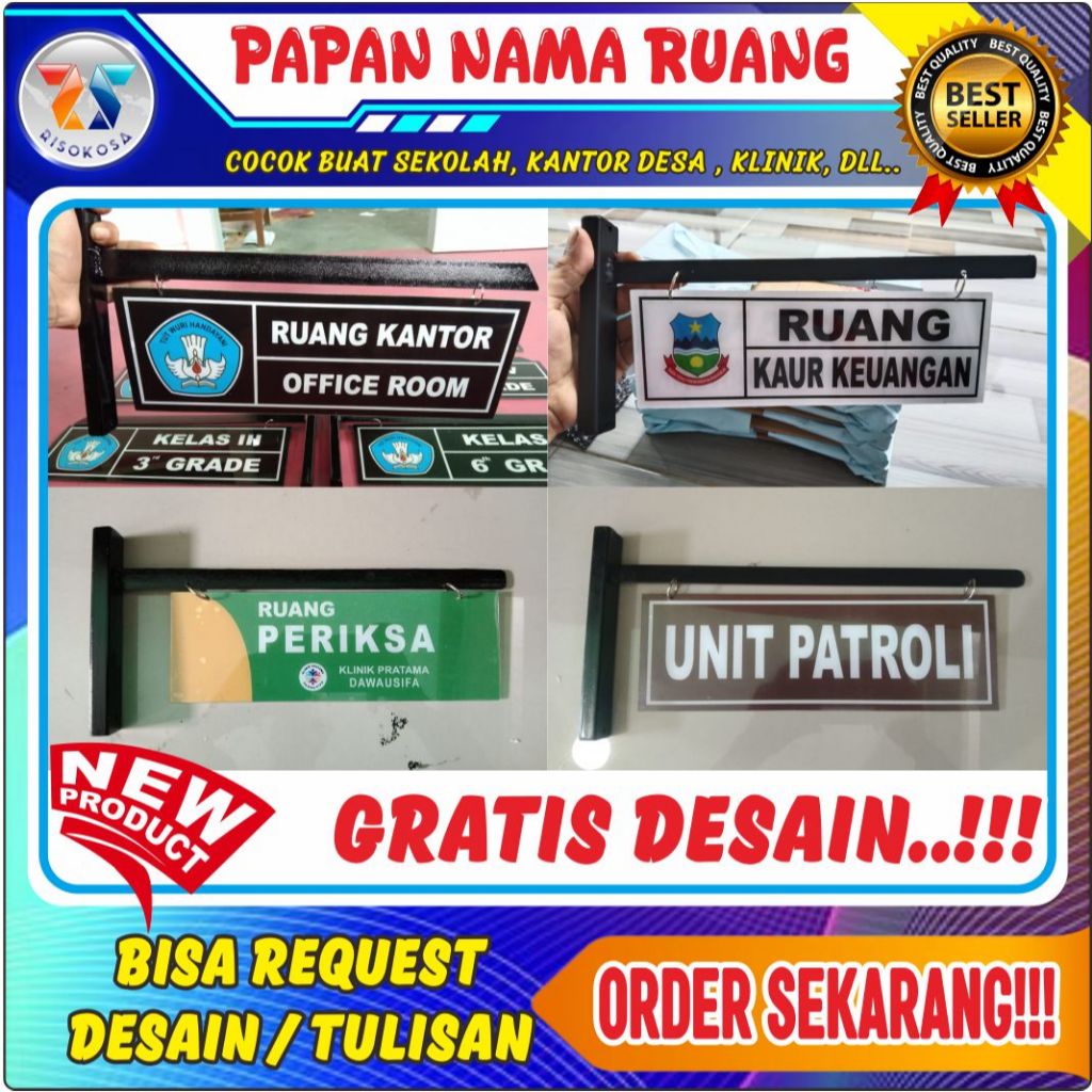 Jual PAPAN NAMA RUANG | PAPAN INFORMASI UKURAN 25x12cm | GRATIS DESAIN ...