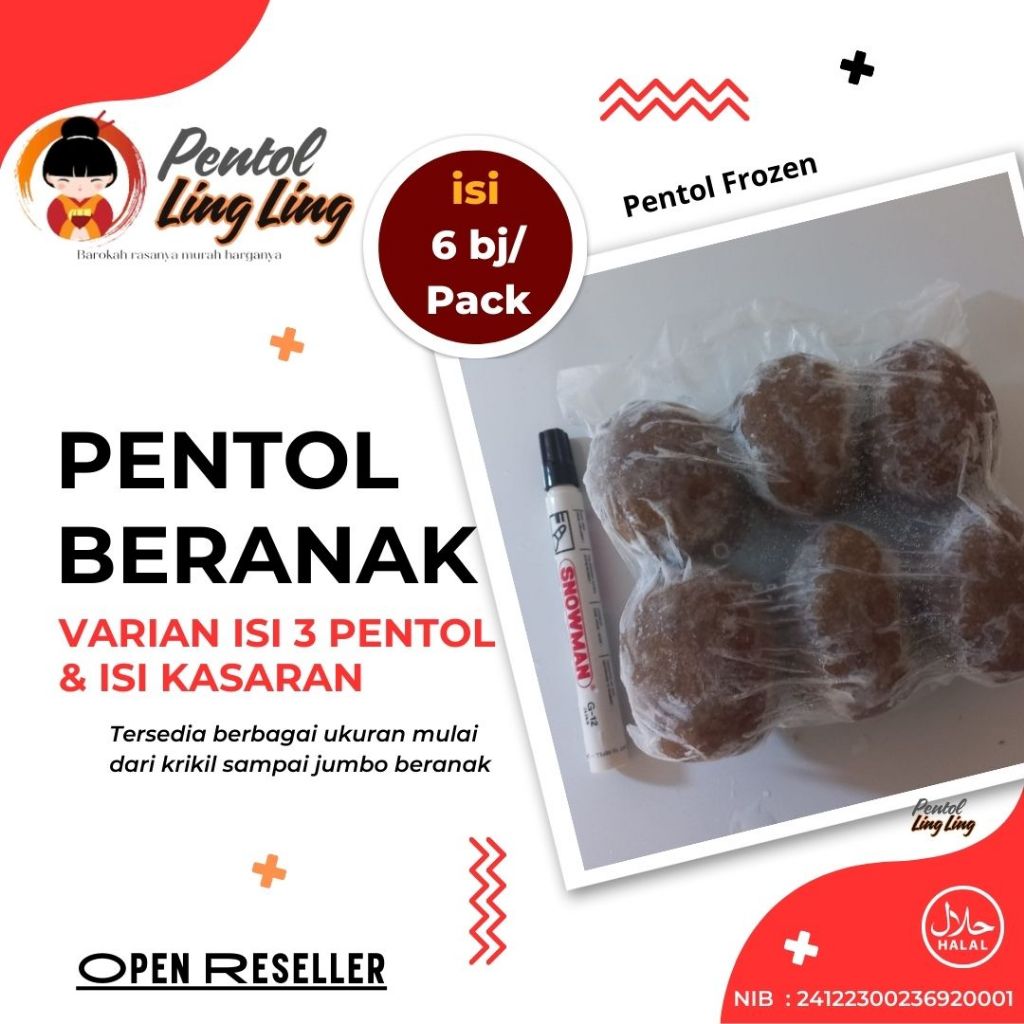 Jual Pentol Jumbo Beranak Varian Isi/Bakso Ayam mix Sapi/isi 6biji per ...