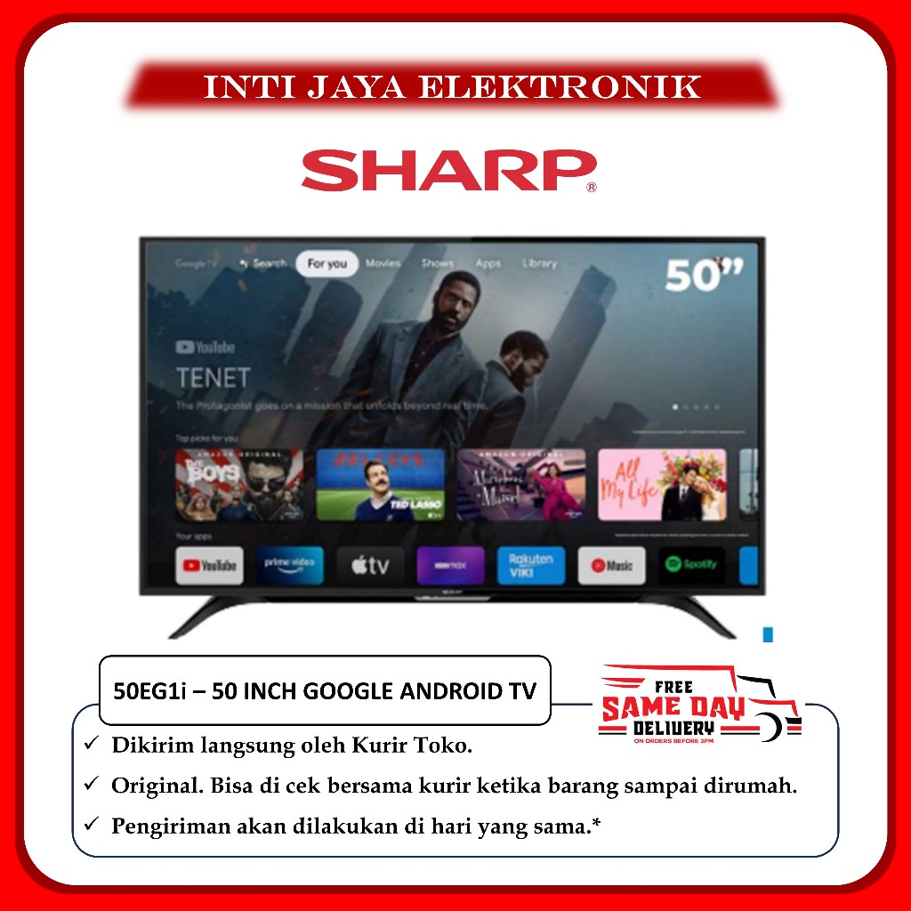 Jual LED TV SHARP 50 INCH GOOGLE TV ANDROID TV 2TC-50EG1I 50INCH 50EG ...