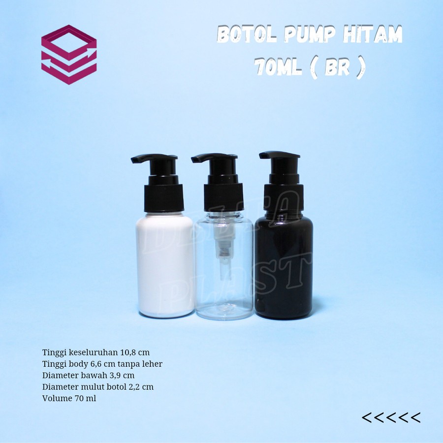 Jual botol pump 60 ml tubular / botol lotion pump 70ml - tutup hitam ...