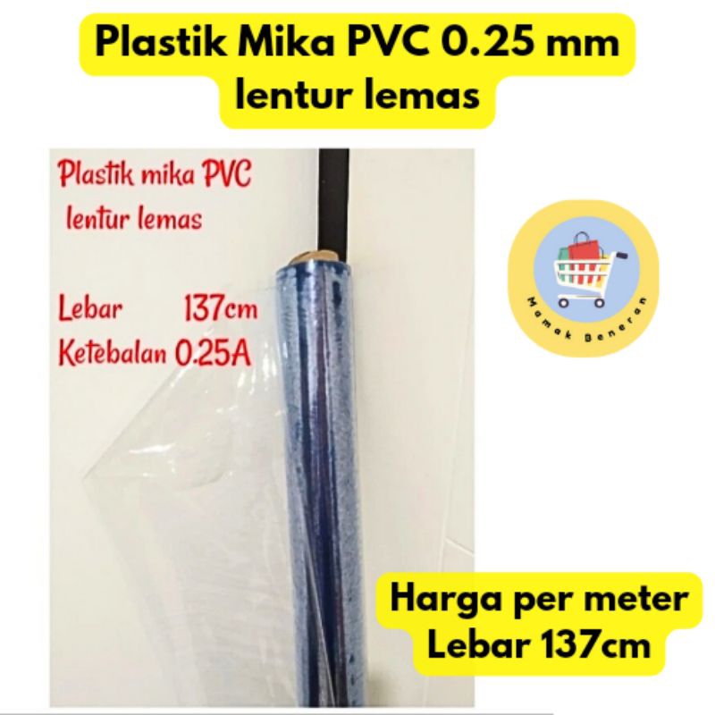 Jual PVC bening lentur plastik mika roll transparan ketebalan 0.25A untuk taplak meja tas jaket ...