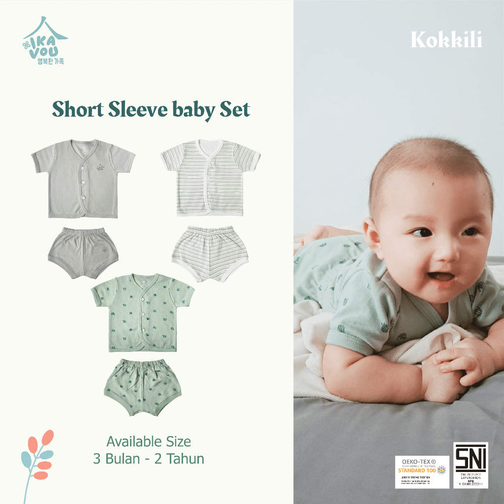 Jual IKAVOU - Kokkili (3pcs) Shortsleeve Set - Setelan Pendek Baju Bayi | Shopee Indonesia