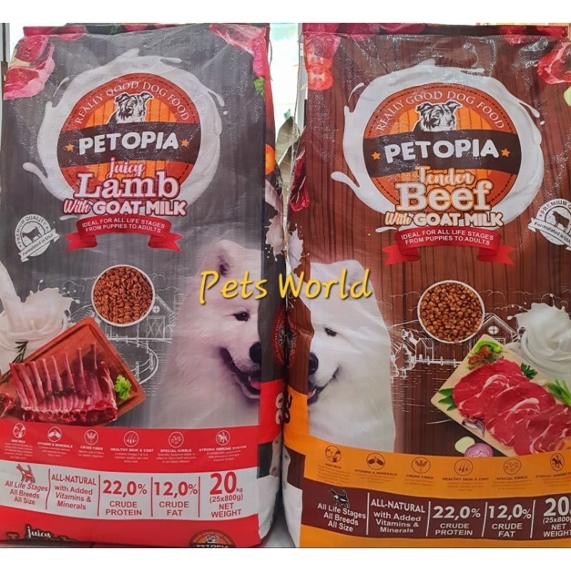 Jual Dogfood Petopia 20kg-Juicy Lamb-Tender Beef with goat milk | Shopee Indonesia